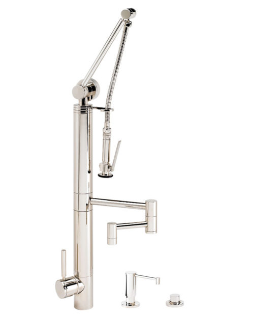 Waterstone Contemporary Gantry Pulldown Faucet w/ 12" Articulated Spout ...