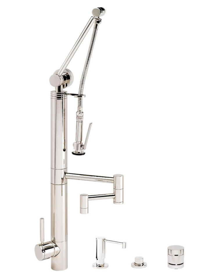 Waterstone Contemporary Gantry Pulldown Faucet w/ 12" Articulated Spout ...
